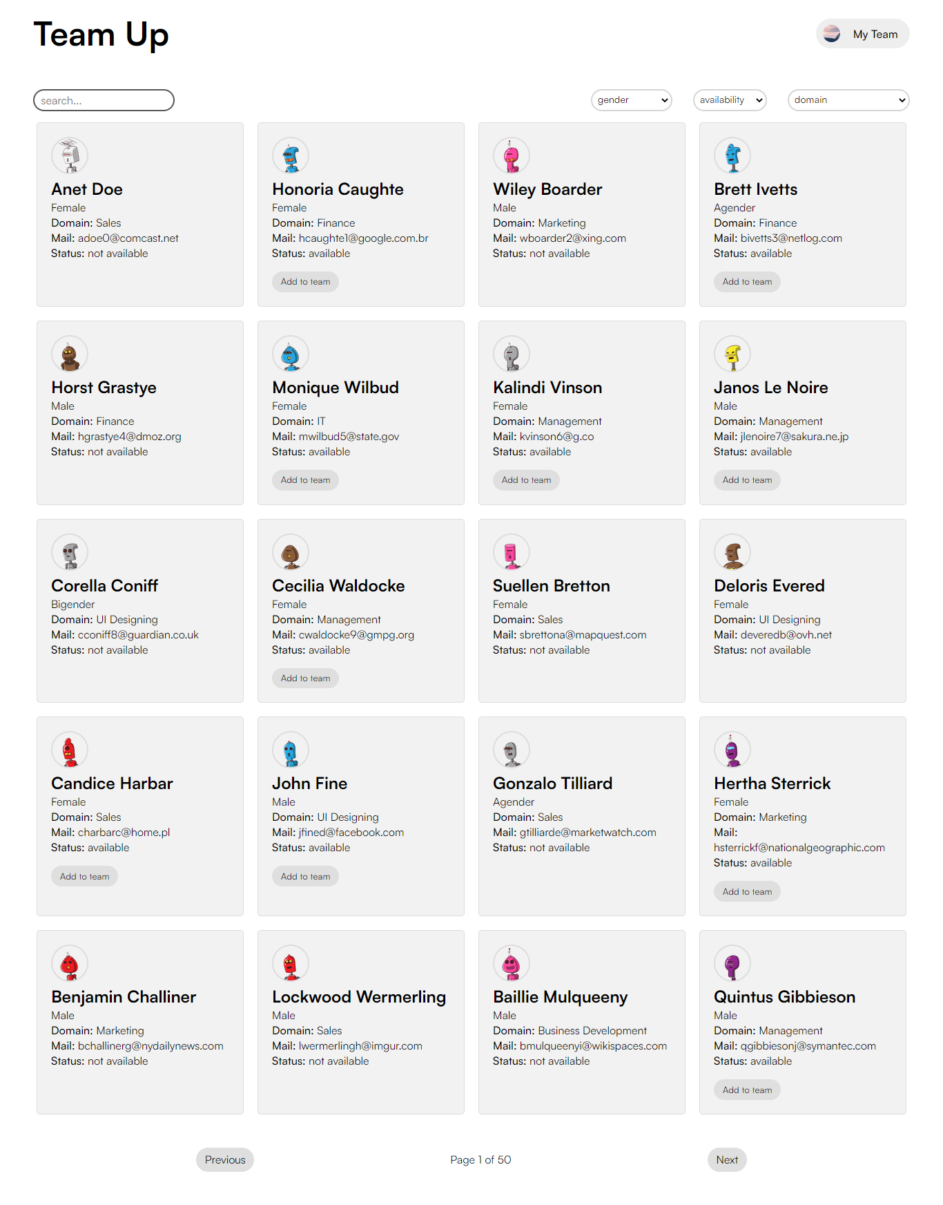GitHub - Mithesh-B/heliverse: Team Up: Responsive card display with ...
