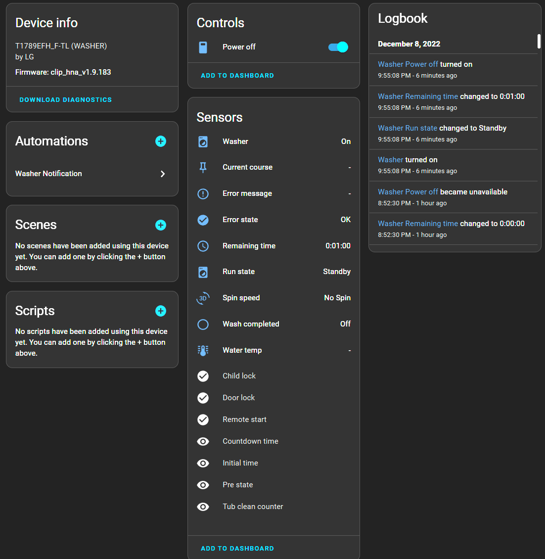 Washer - no door entitiy. · Issue #418 · ollo69/ha-smartthinq-sensors · GitHub