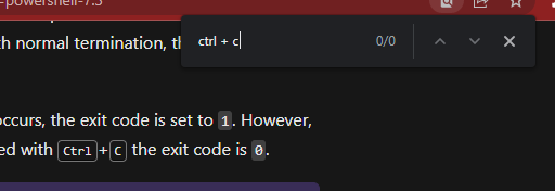 Cannot use browser text search on documentation pages to search for ...