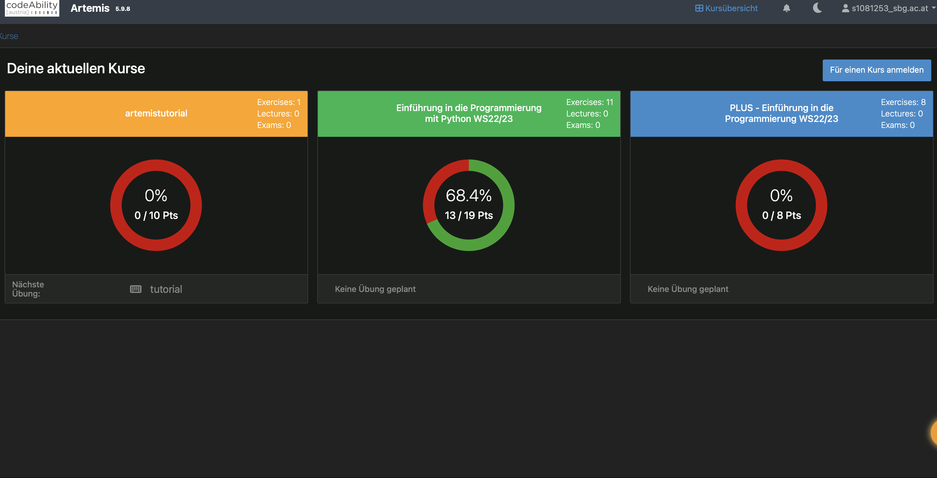 Unangemeldeter Kurs · Issue 5989 · Ls1intumartemis · Github 