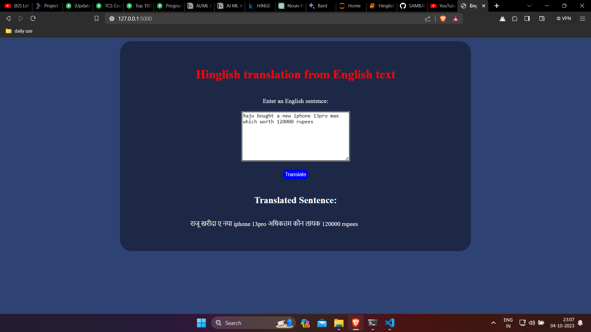 GitHub - SAMBANGI-RAJU/Hinglish-translation-from-English-text