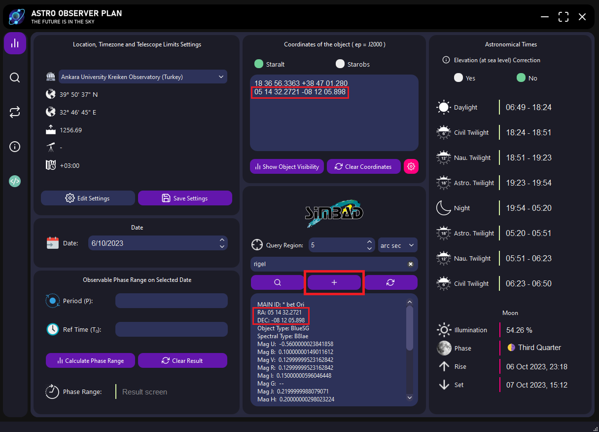 Github Krmerdemastro Observer Plan Astronomy Software Built With Python And Pyside 6 For