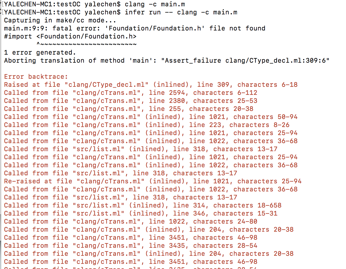 Error when user infer with clang · Issue #842 · facebook/infer · GitHub