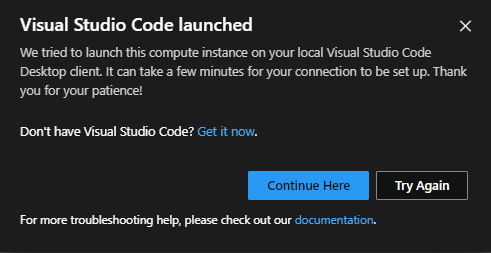 Azure ML "Edit in VSCode" fails to launch for specific subscription ...