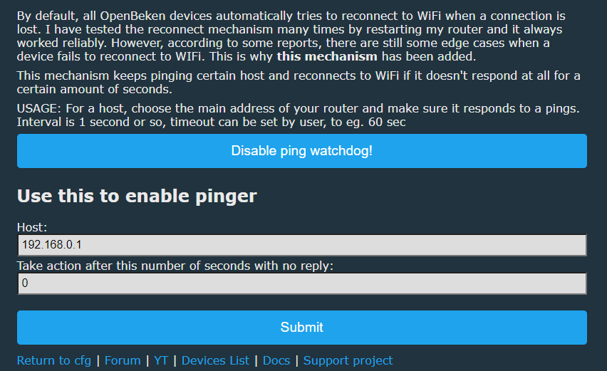 Many Watchdog ICMP Pings but Watchdog isnt enabled · Issue #954 · openshwprojects/OpenBK7231T ...