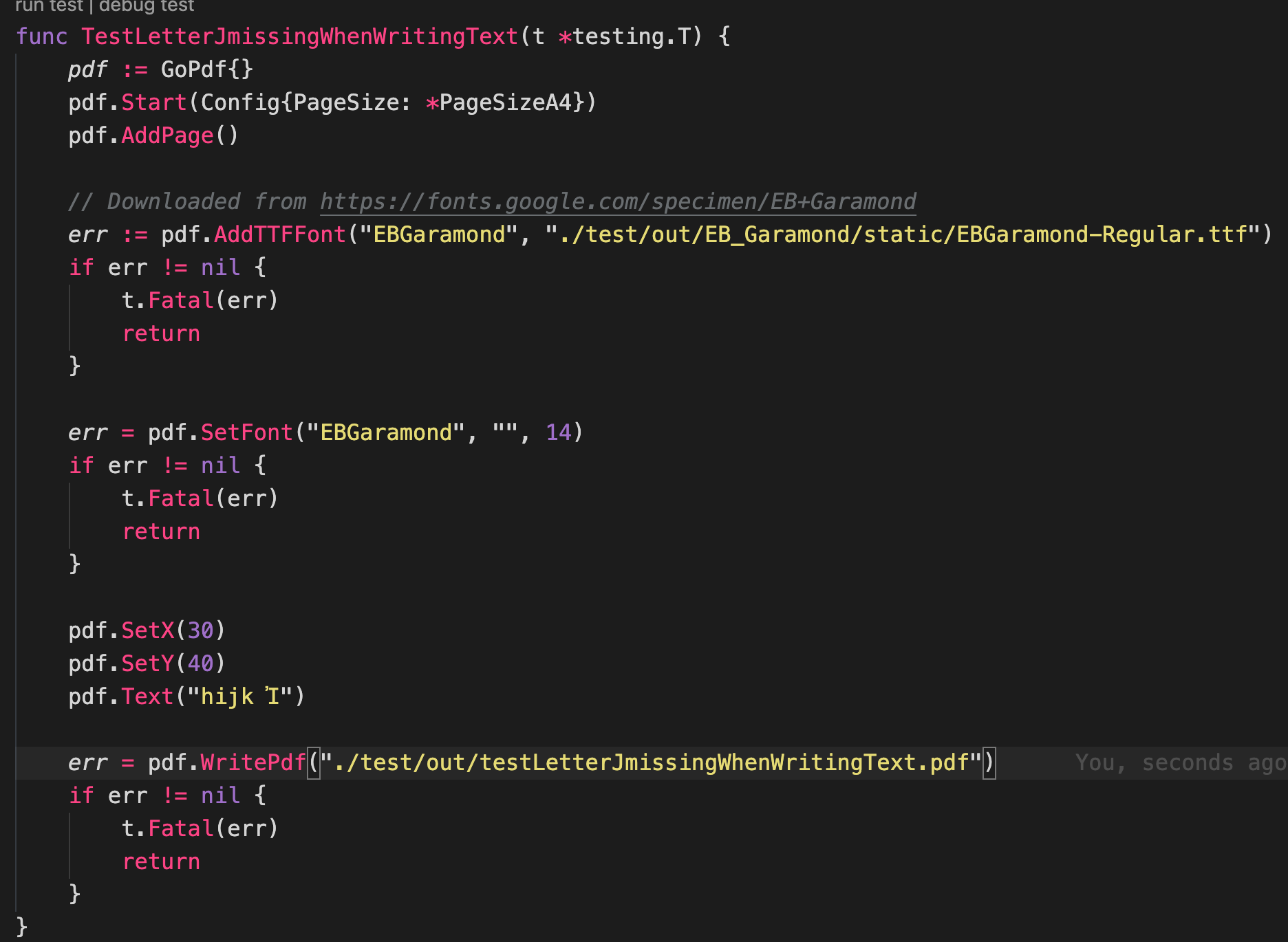 Letter J missing when writing text · Issue #201 · signintech/gopdf · GitHub
