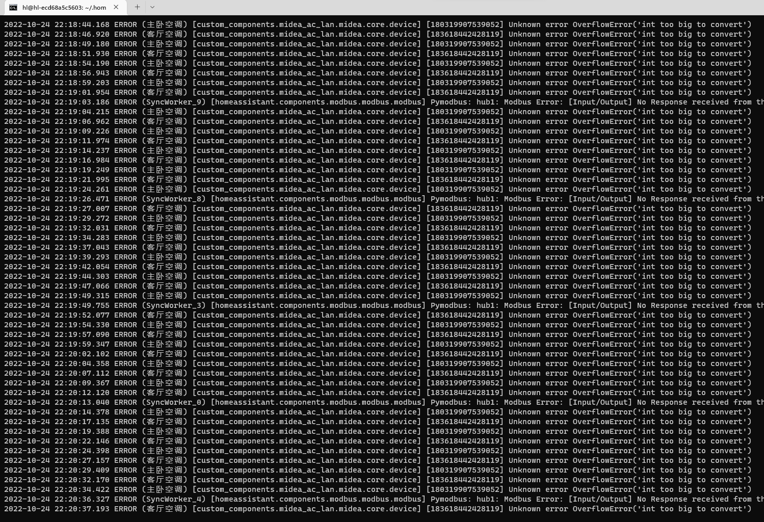 Unknown error OverflowError('int too big to convert') · Issue #127 · georgezhao2010/midea_ac_lan ...