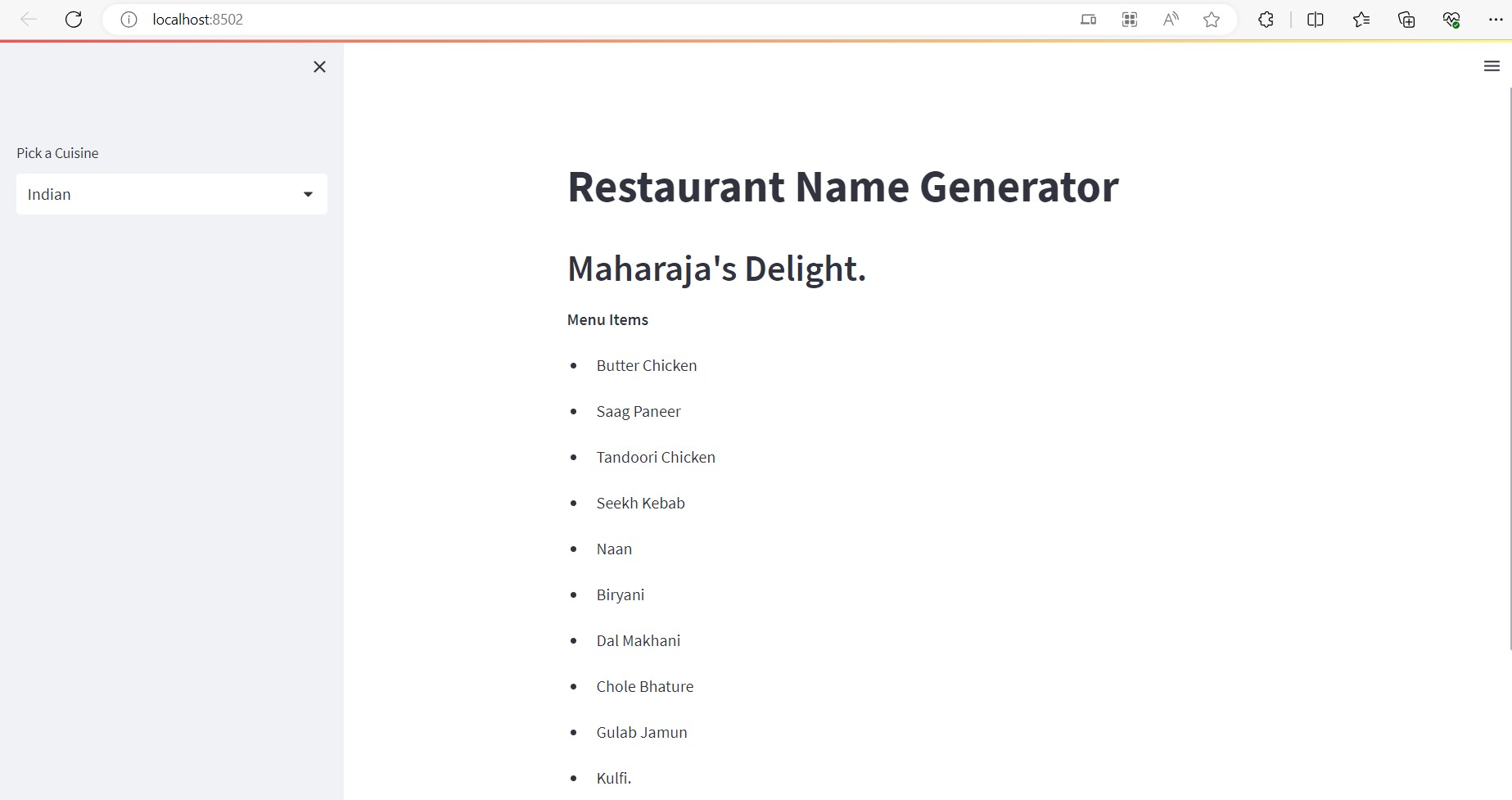 GitHub - Dhanush-Mohan/RestaurantNameGenerator: A simple LLM app that ...