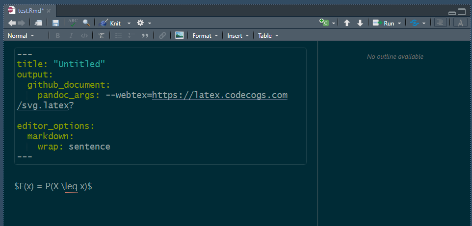 Latex Commands Are Broken When Switching From Visual Markdown Editor To Source Editor 