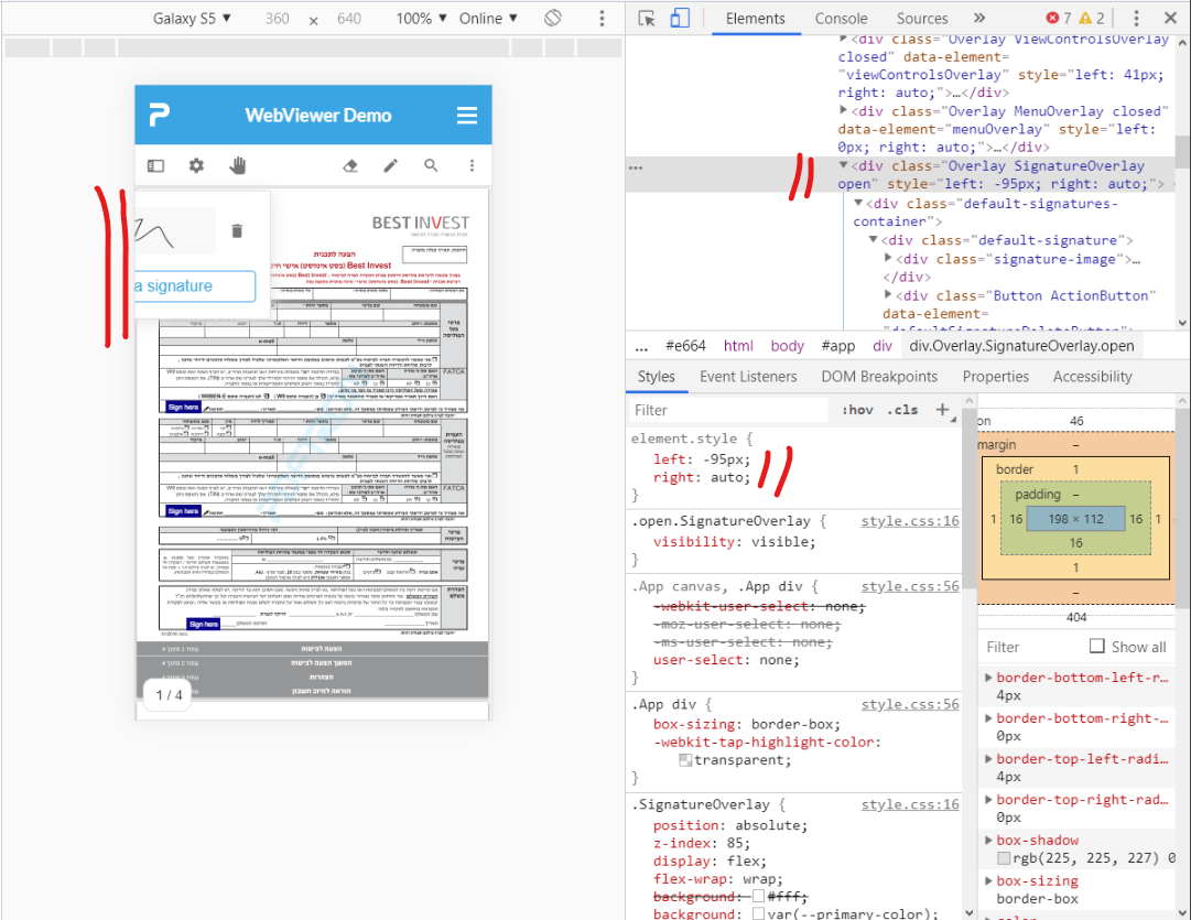 Incorrect positioning of SignatureOverlay element in mobile and tablet modes · Issue #384 ...