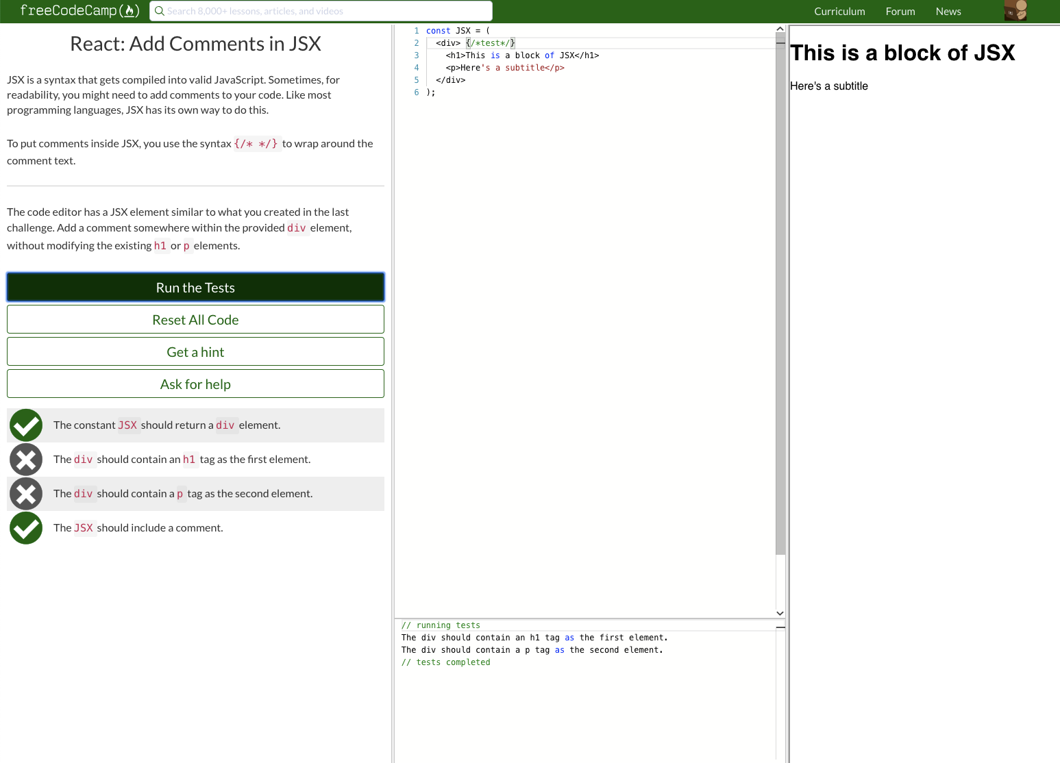 Add Comments In JSX Issue 34697 FreeCodeCamp freeCodeCamp GitHub