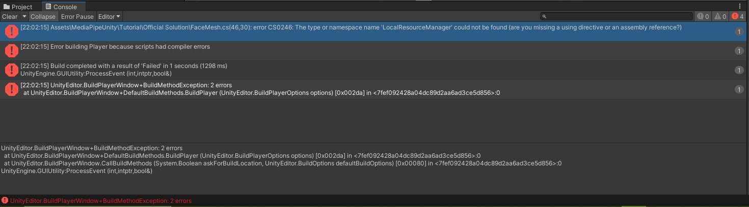 Unity Android apk Export Build Failure On FaceMesh Tutorial but works on Sample FaceMesh · Issue ...