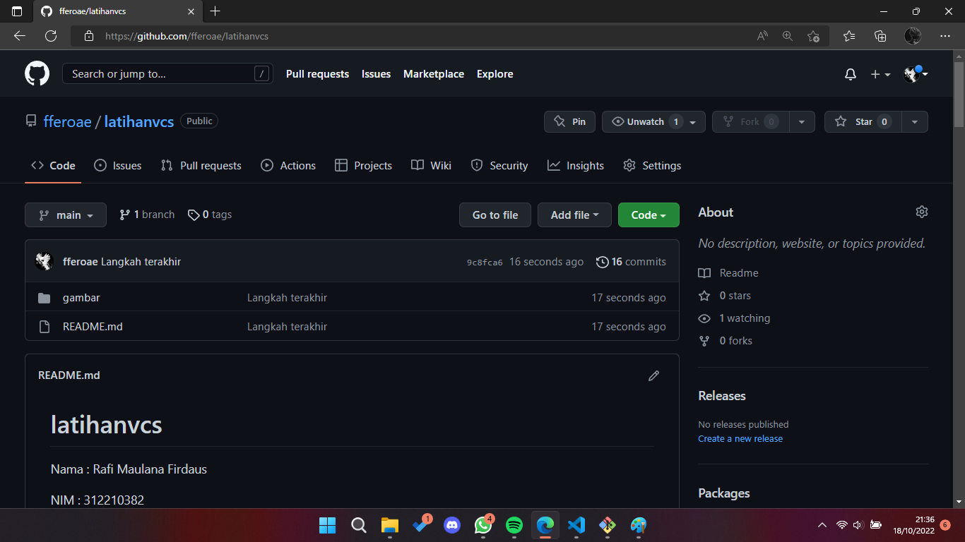 GitHub - RafiMlnf/latihanvcs