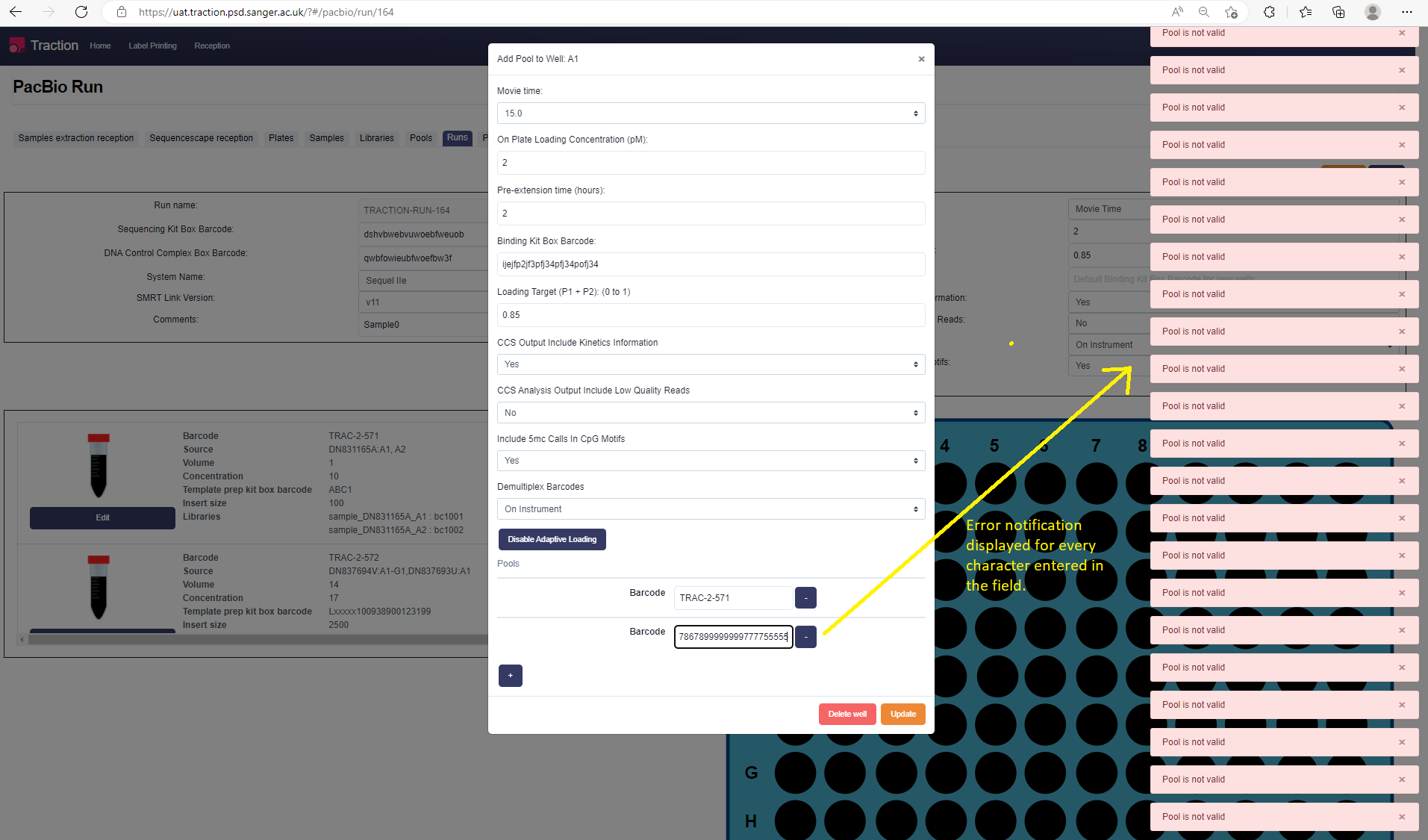 DPL-588 Traction: The display position and duration of the error messages on the screen need to ...