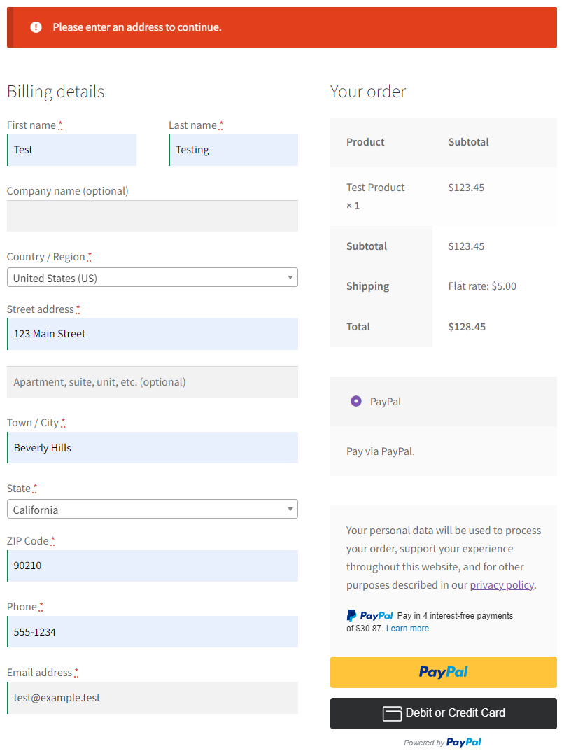 "Please enter an address to continue" at checkout even though user has entered an address (1016 ...
