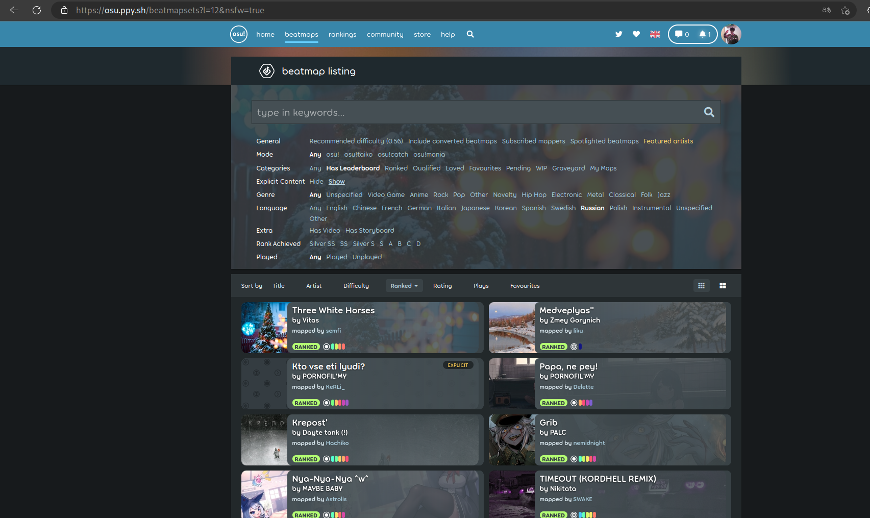 Beatmap listing is broken · Issue #21982 · ppy/osu · GitHub