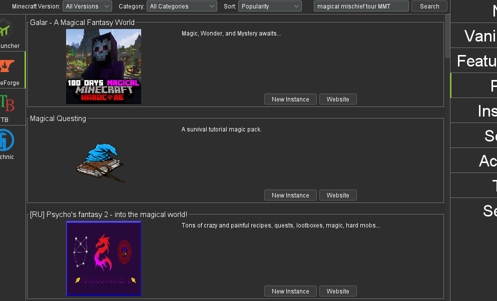 Hard to find Modpacks when searching if it doesn't meet one of the ...