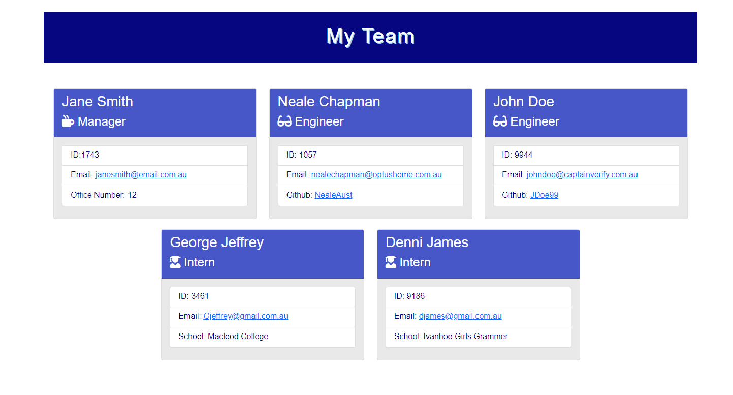 GitHub - NealeAust/Team-Profile-Generator GitHub - NealeAust/Team-Profile-Generator