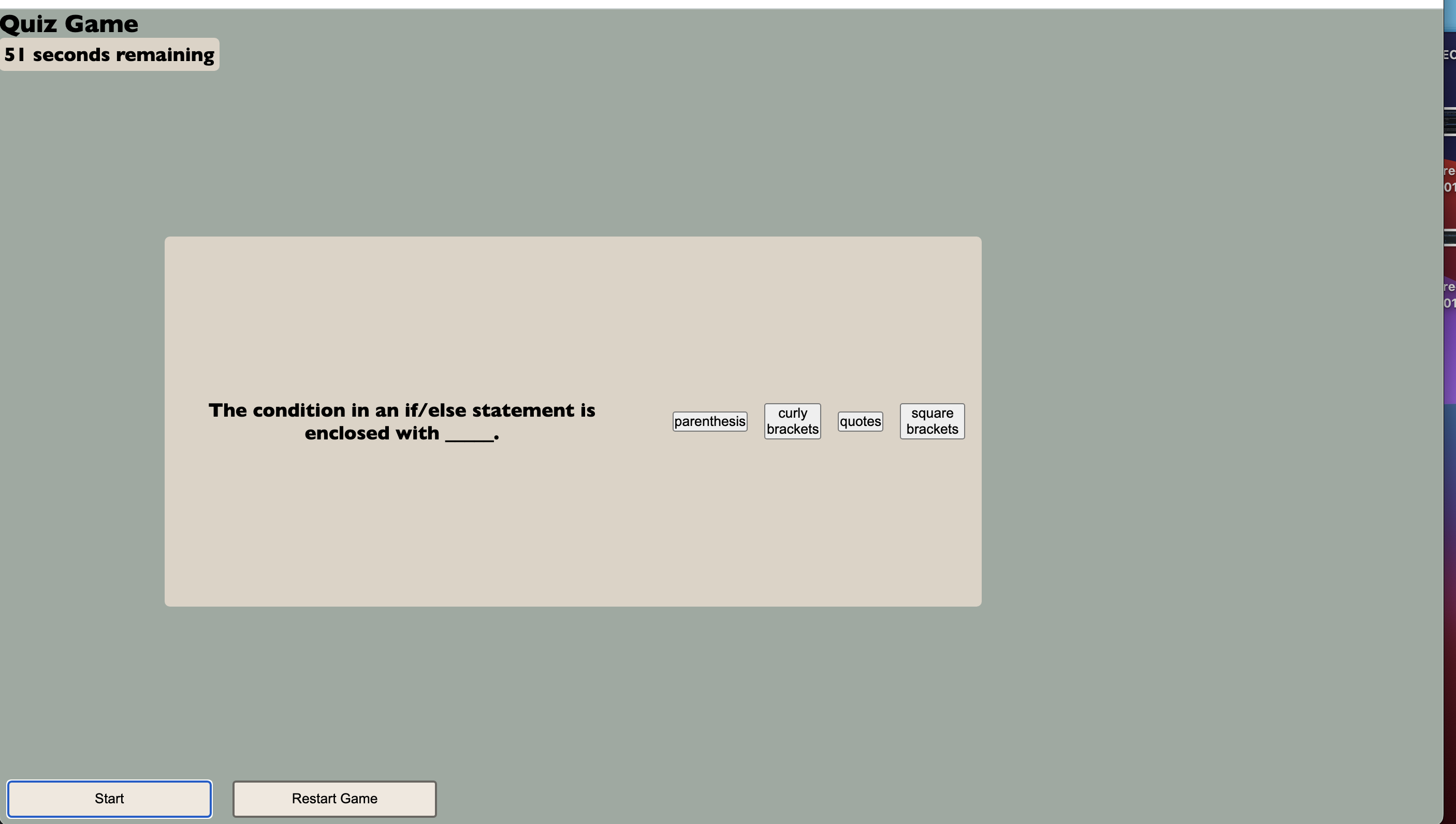 GitHub - cmv303/Code-Quiz: quiz based on code terminologies