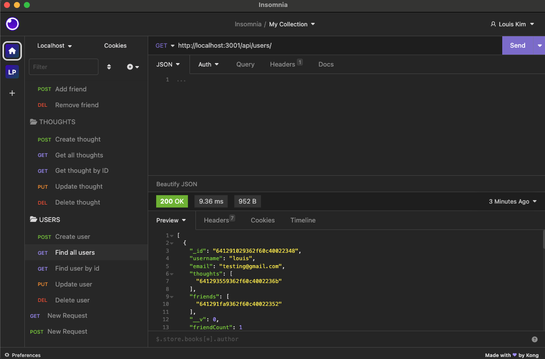 GitHub - louiskgkim/Social-Network-API