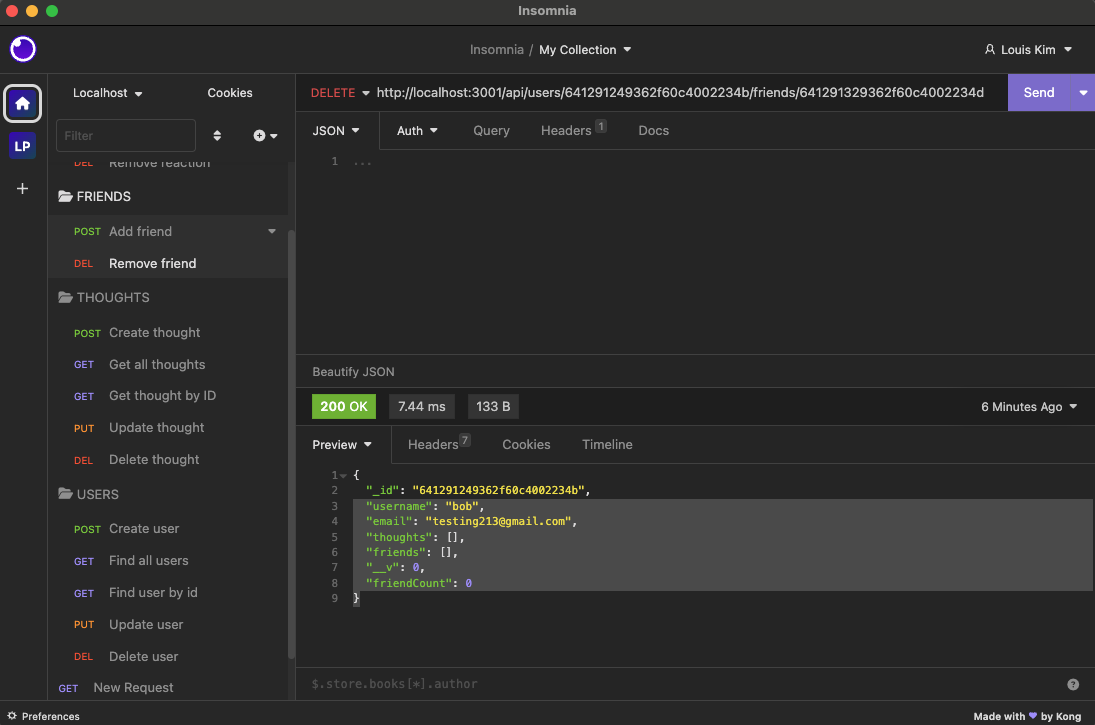 GitHub - louiskgkim/Social-Network-API