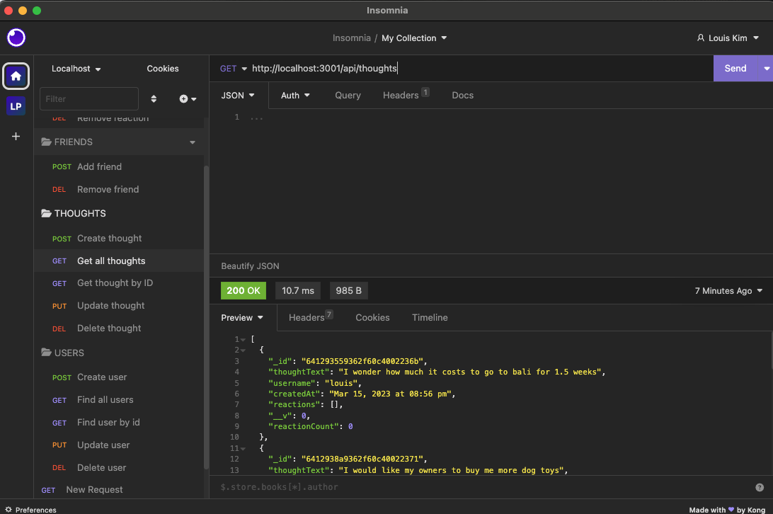 GitHub - louiskgkim/Social-Network-API