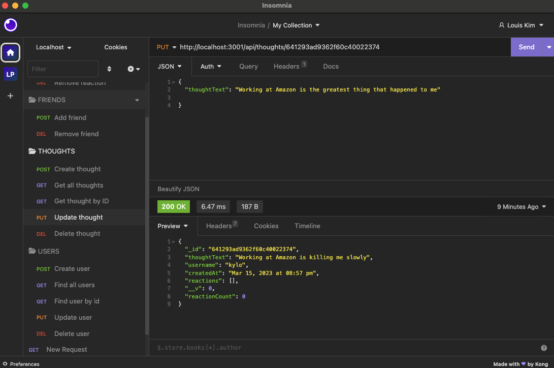GitHub - louiskgkim/Social-Network-API
