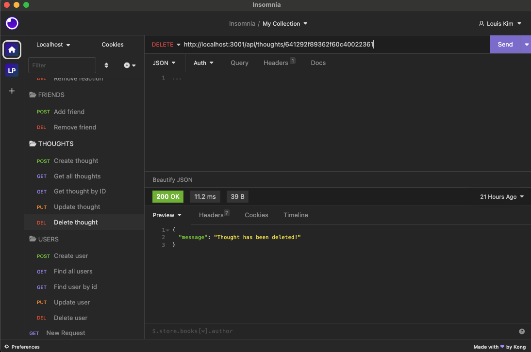 GitHub - louiskgkim/Social-Network-API
