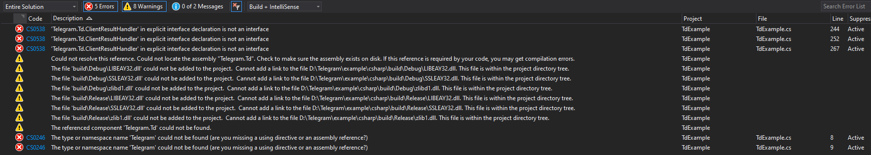 C# Build unsuccessful warning MSB3245 · Issue #687 · tdlib/td · GitHub