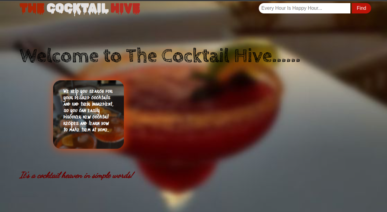 GitHub - MarsMwau/THE-COCKTAIL-HIVE: A web application that allows users to search for cocktails ...