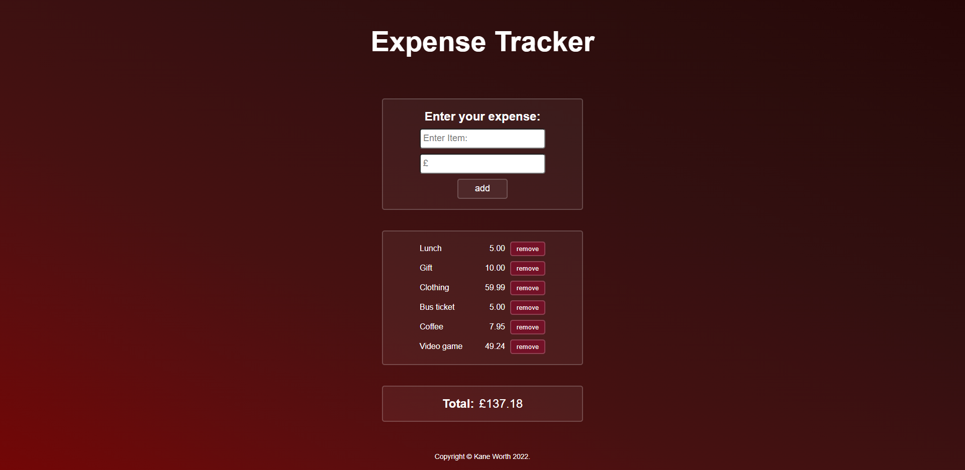 GitHub - KaneWorth/Expense-Tracker