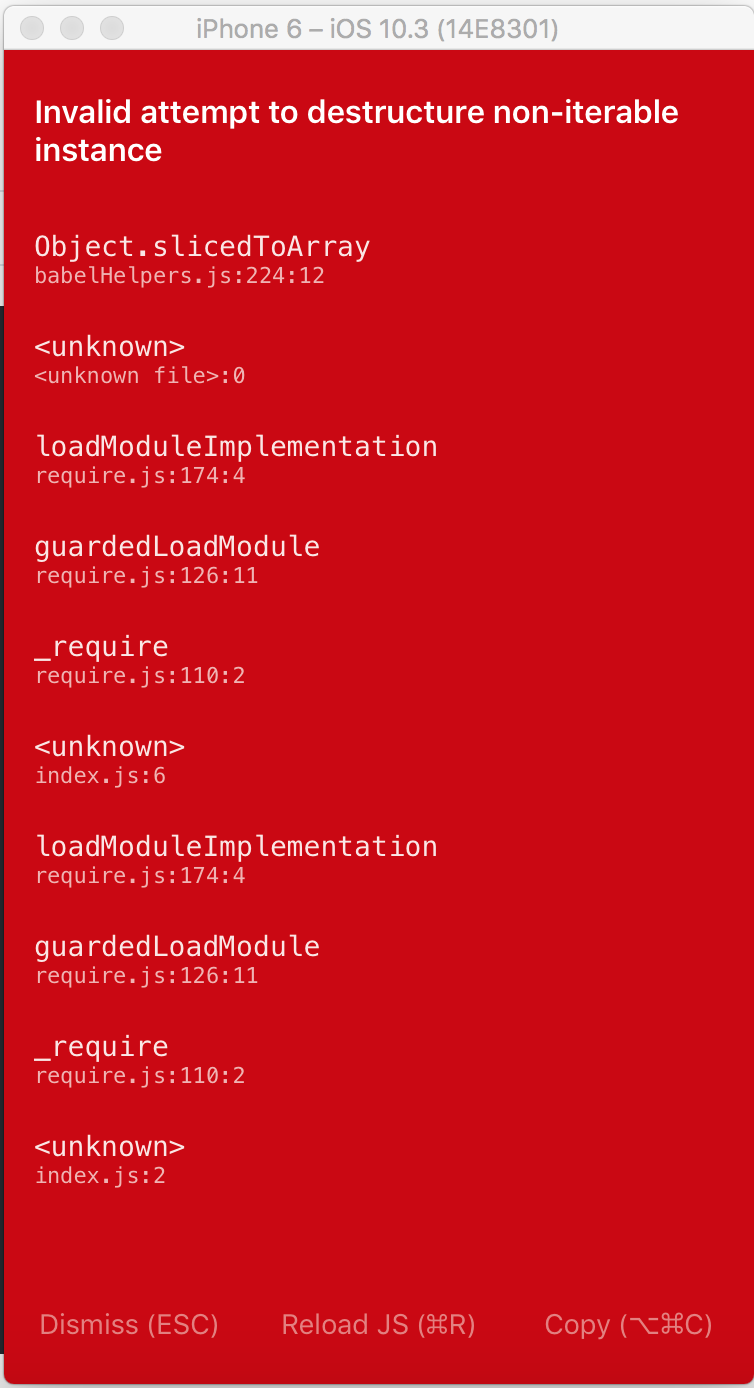 Invalid Attempt To Destructure Non Iterable Instance · Issue 713 · Expo Expo · Github