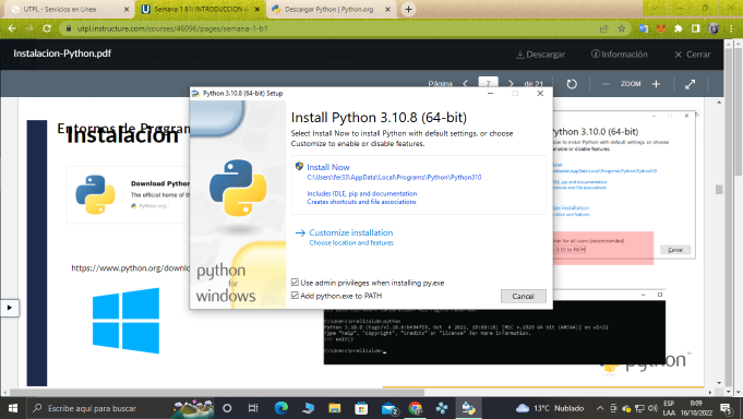 Pasos para descargar Python - Into-Programacion-P-Oct22-Feb23 ...
