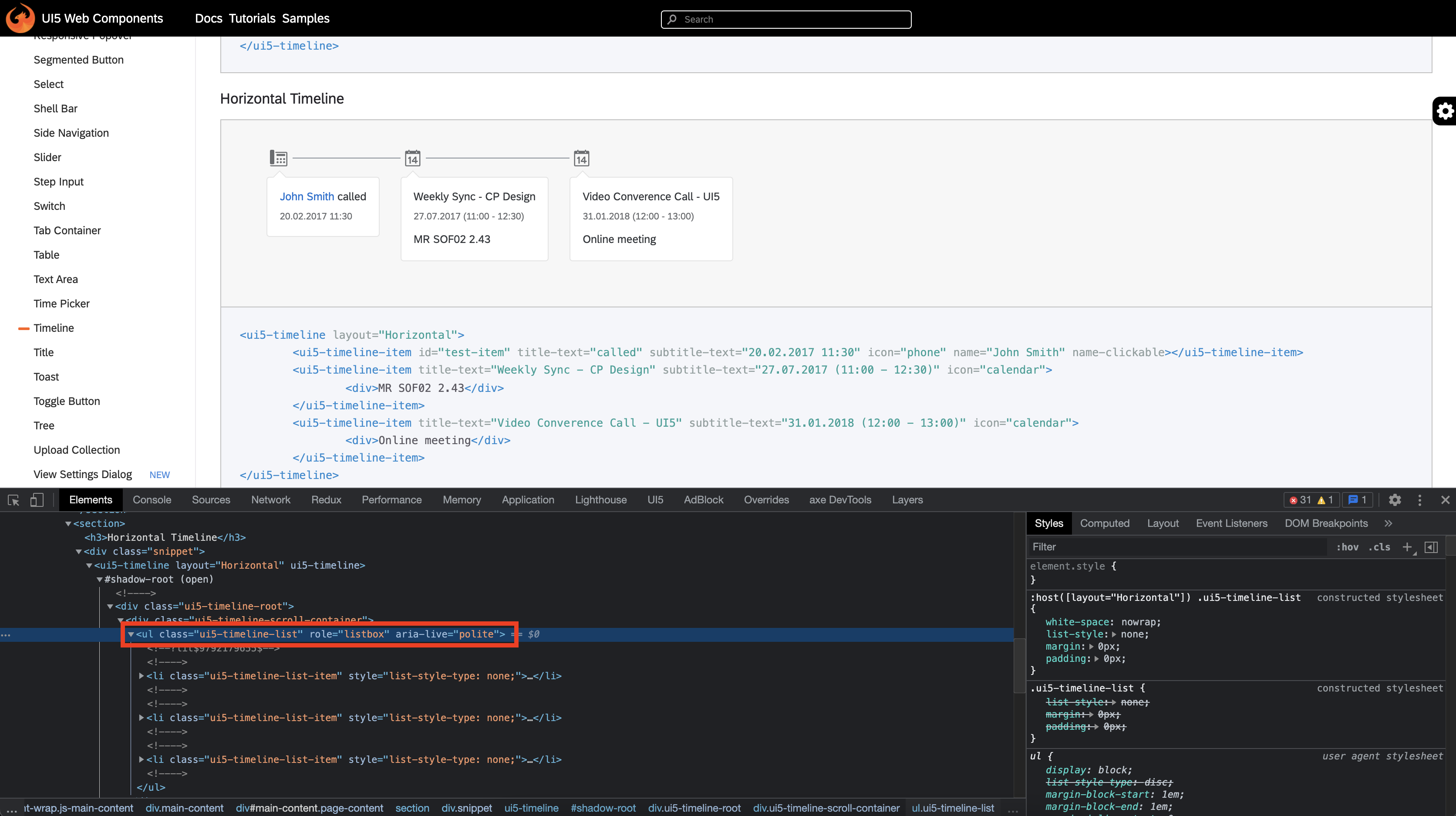 [SF][a11y] ui5-timeline – missing role on list items · Issue #3794 · SAP/ui5-webcomponents · GitHub