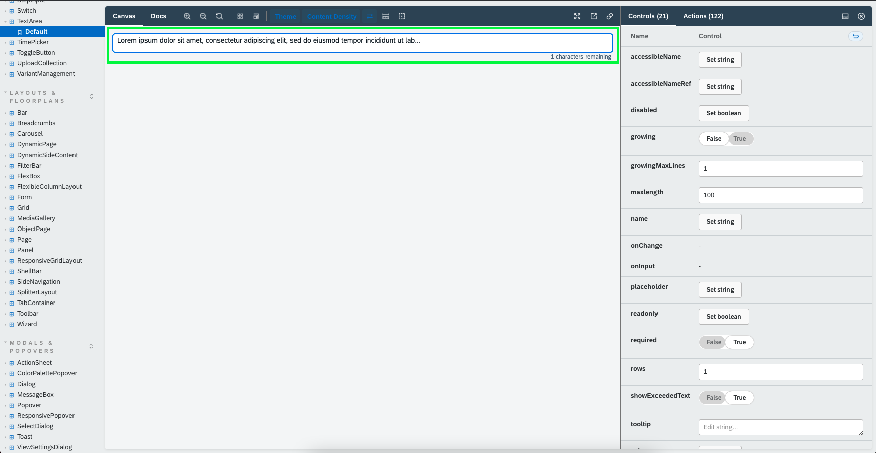 [TextArea] - text in input field is not vertically centered (rows: 1; growingMaxLines:1 ...