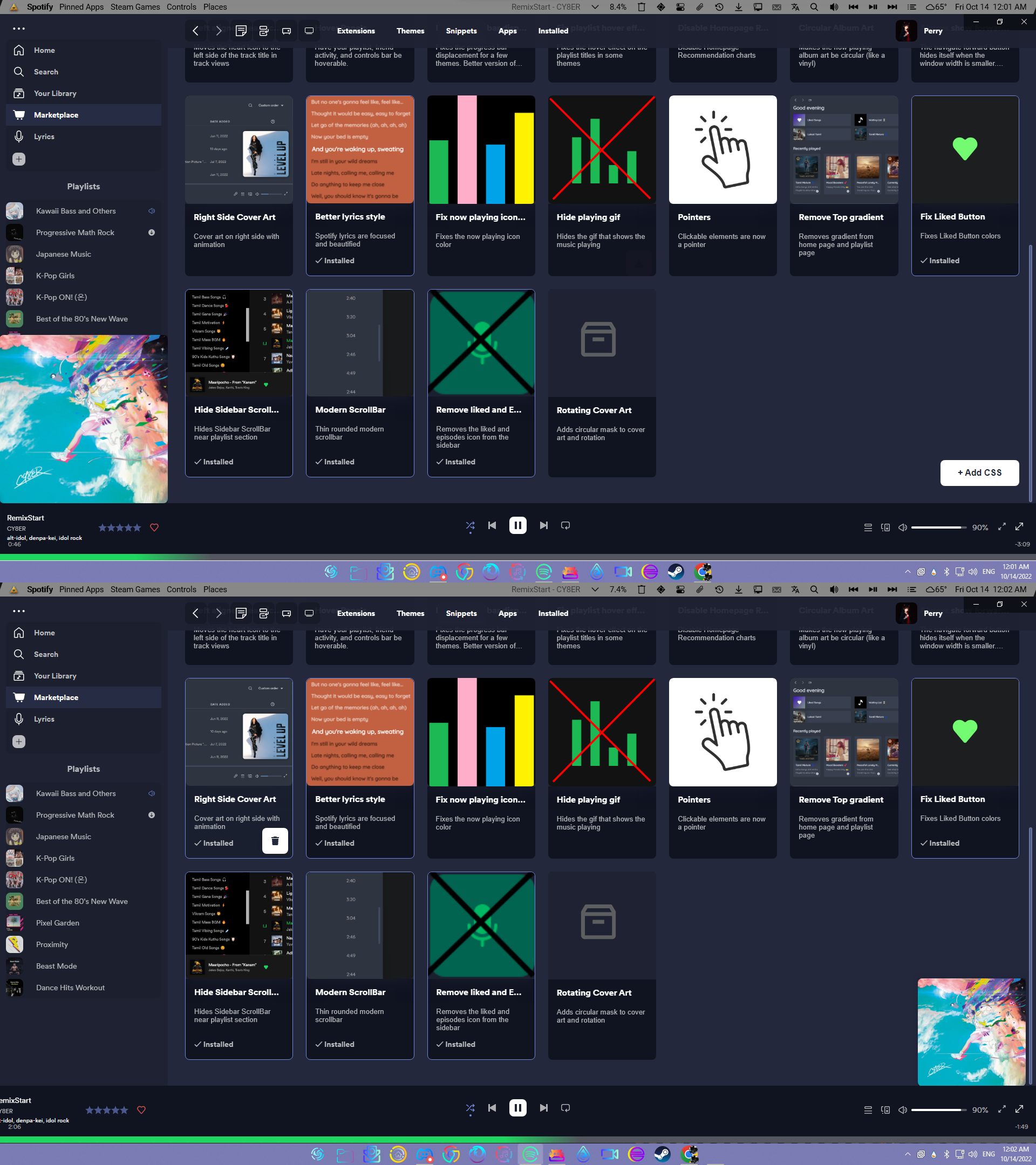Snippet Issue: Right Side Cover Art · Issue #95 · Comfy-Themes/Spicetify · GitHub