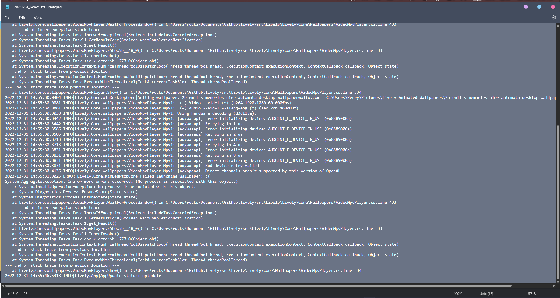 Error initializing device: AUDCLNT_E_DEVICE_IN_USE (0x8889000a) (MPV ...