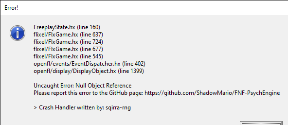 Just adding songs crashes the game. · Issue #10846 · ShadowMario/FNF-PsychEngine · GitHub