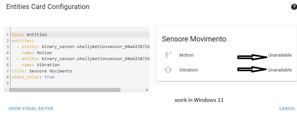 HA it does not detect correctly the Motion, Vibration, Battery of Shellymotion sensor entities ...