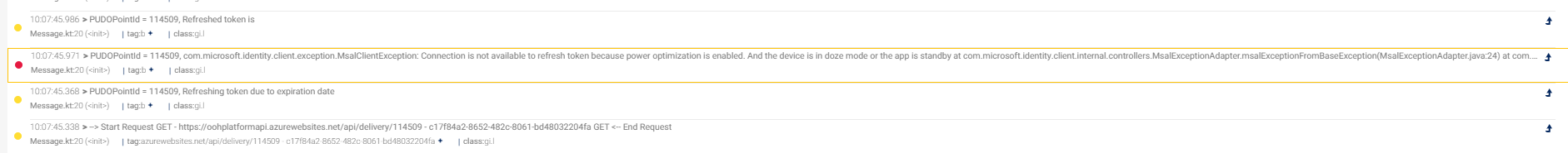 Connection is not available to refresh token because power optimization is enabled. And the ...