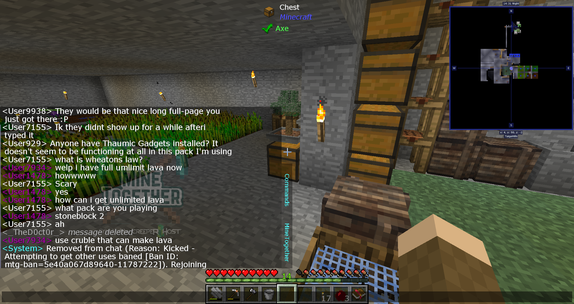 Got banned from MineTogether for unknown reason. Would like to request ...