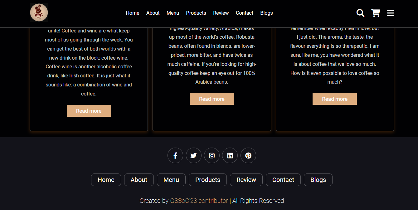 Frontend Project "The coffee house" Footer Design · Issue #3408 · pranjay-poddar/Dev-Geeks · GitHub
