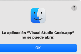 Can't open VSCode message shows when trying to open VSCode on MacOS ...