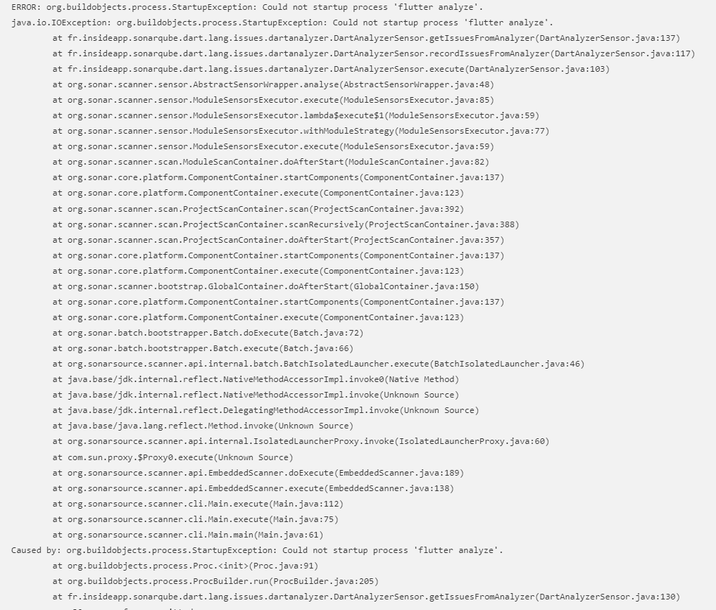 Error Org Buildobjects Process Startupexception Could Not Startup Process Flutter Analyze