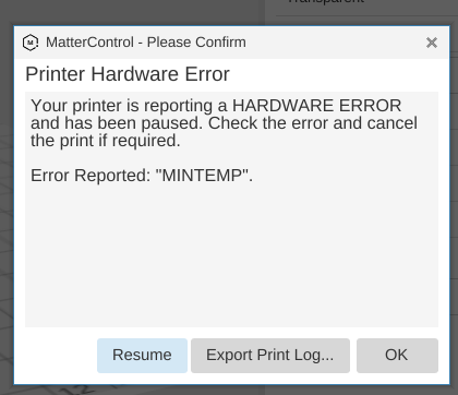 Printer Error Dialog Box, to include Export print log button · Issue ...