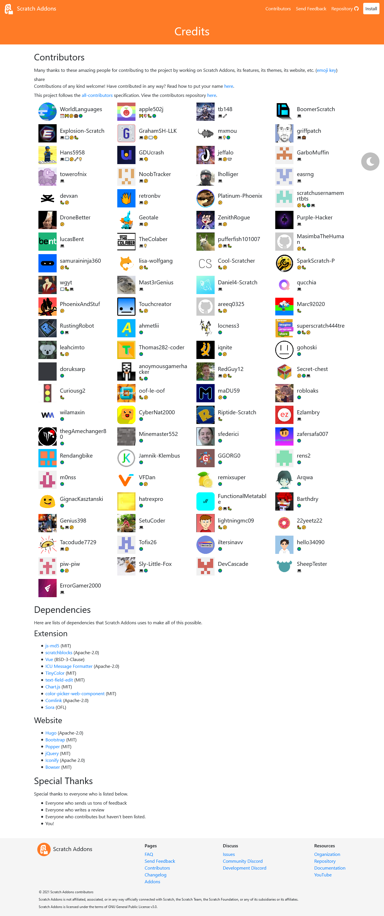 Revamp contributors/credits page · Issue #48 · ScratchAddons/website-v2 · GitHub