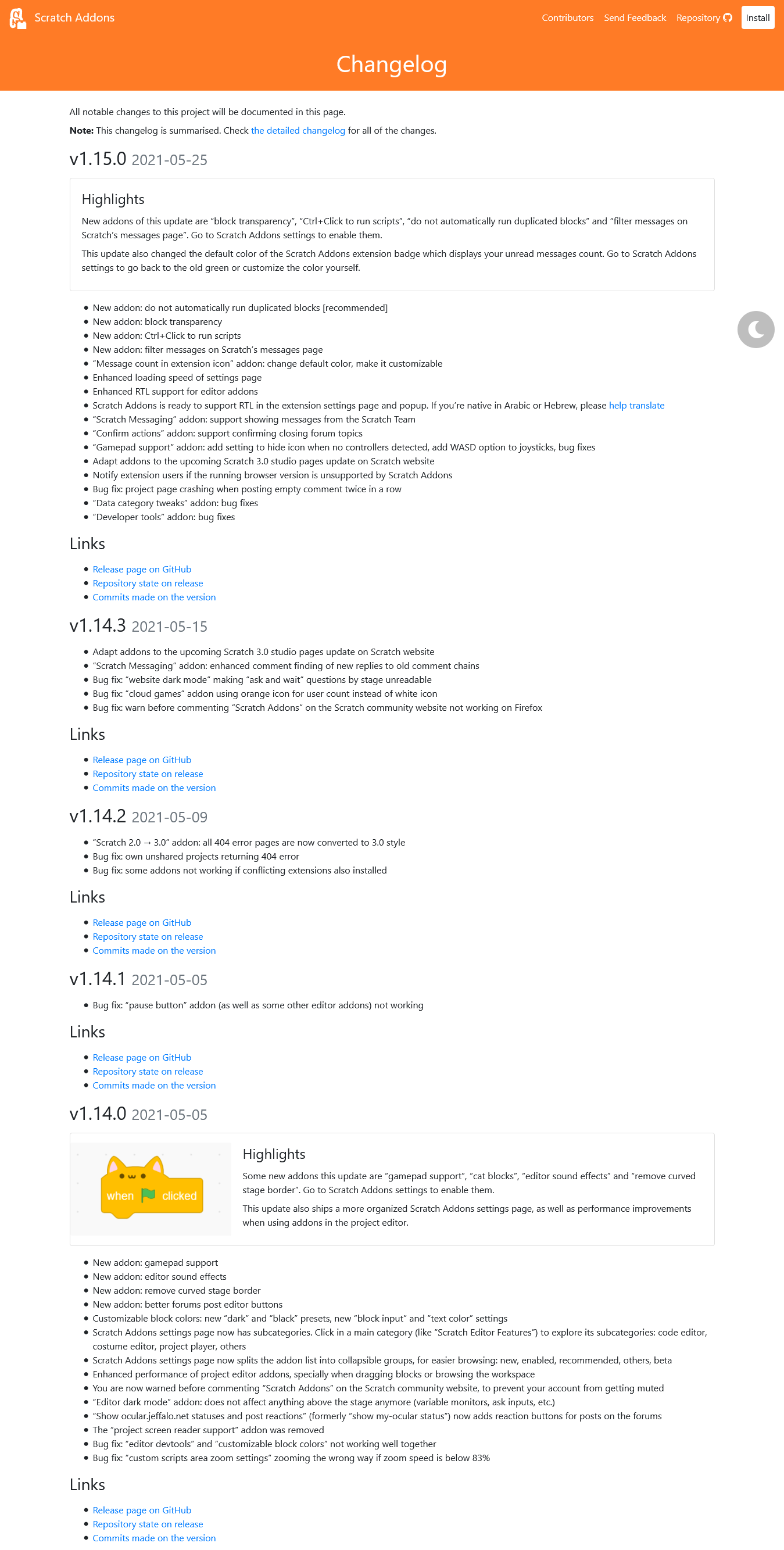 Revamp changelog page · Issue #53 · ScratchAddons/website-v2 · GitHub