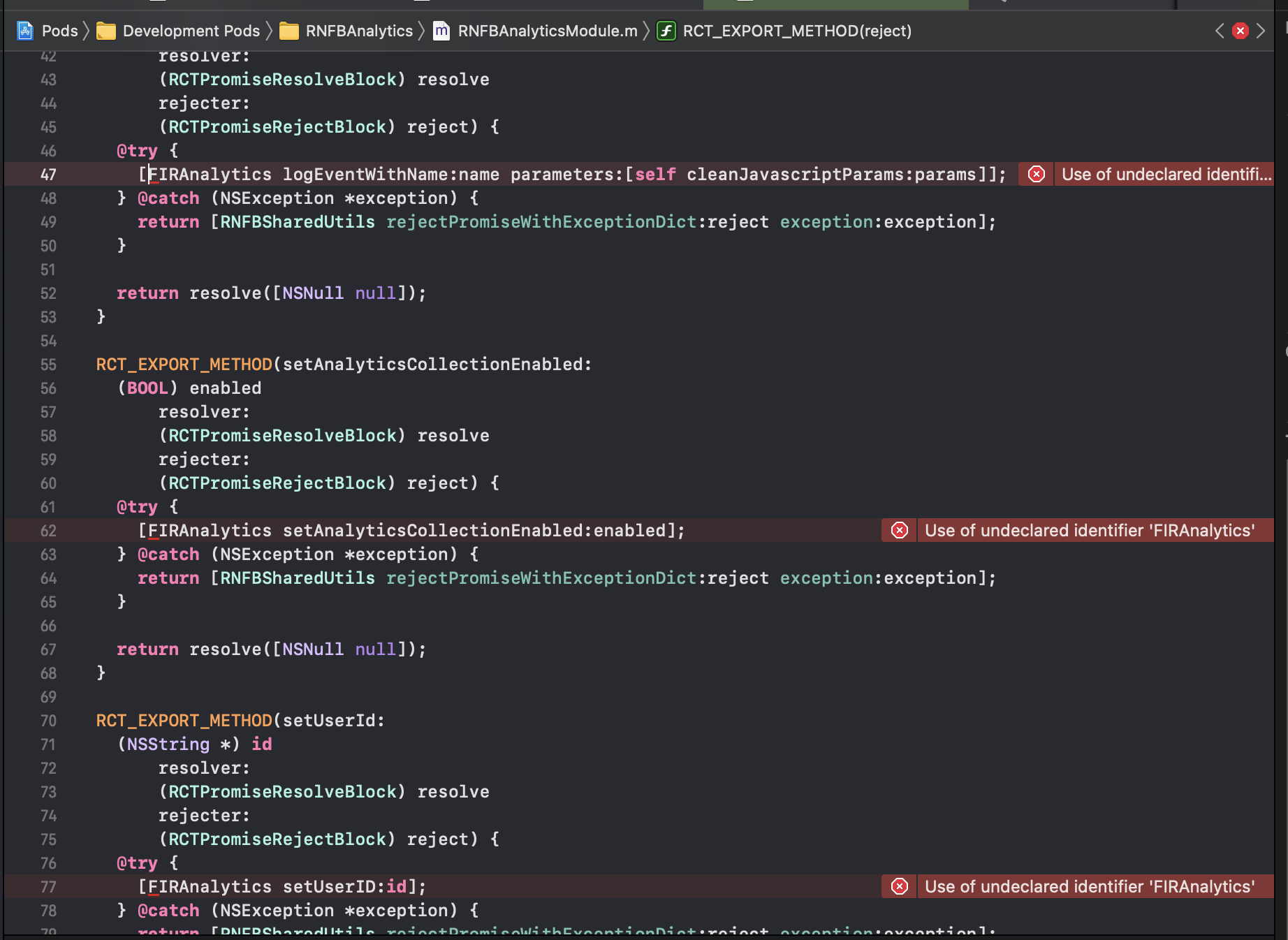 [🐛] 🔥 Use of undeclared identifier 'FIRAnalytics' · Issue #5389 · invertase/react-native ...