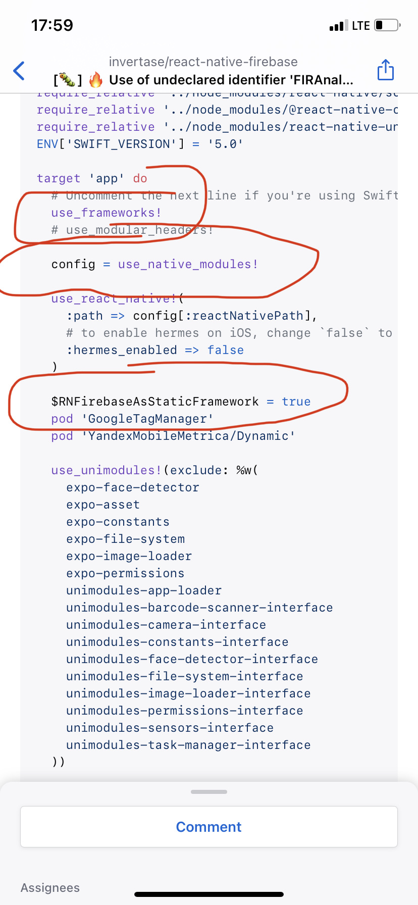 [🐛] 🔥 Use of undeclared identifier 'FIRAnalytics' · Issue #5389 · invertase/react-native ...