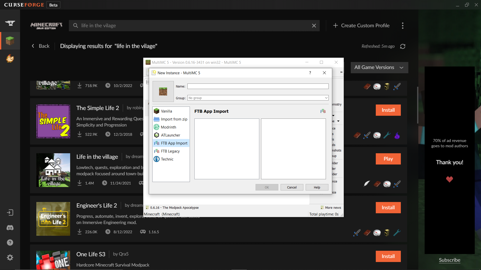 No Cursed Forge Button · Issue 4938 · Multimclauncher · Github 